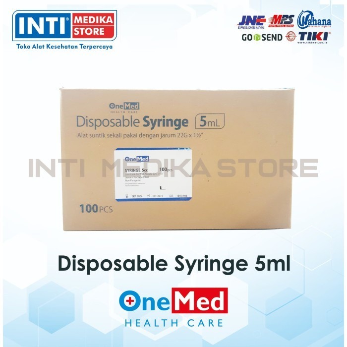 Jual ONEMED Spuit 5cc Disposable Syringe 5ml 23G BOX | Shopee Indonesia