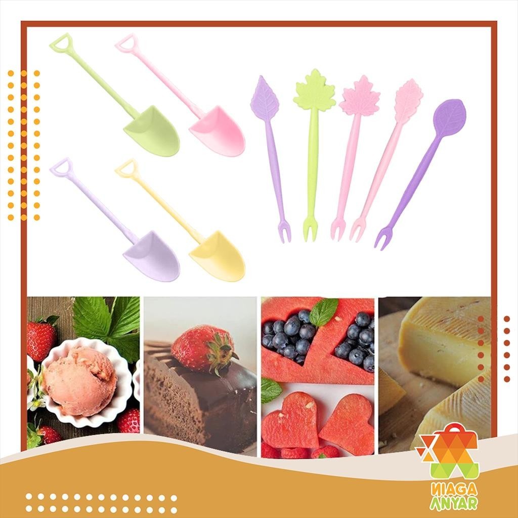 Jual NAS Set Garpu Kue Bentuk Daun / Garpu Buah Plastik / Sendok Puding ...