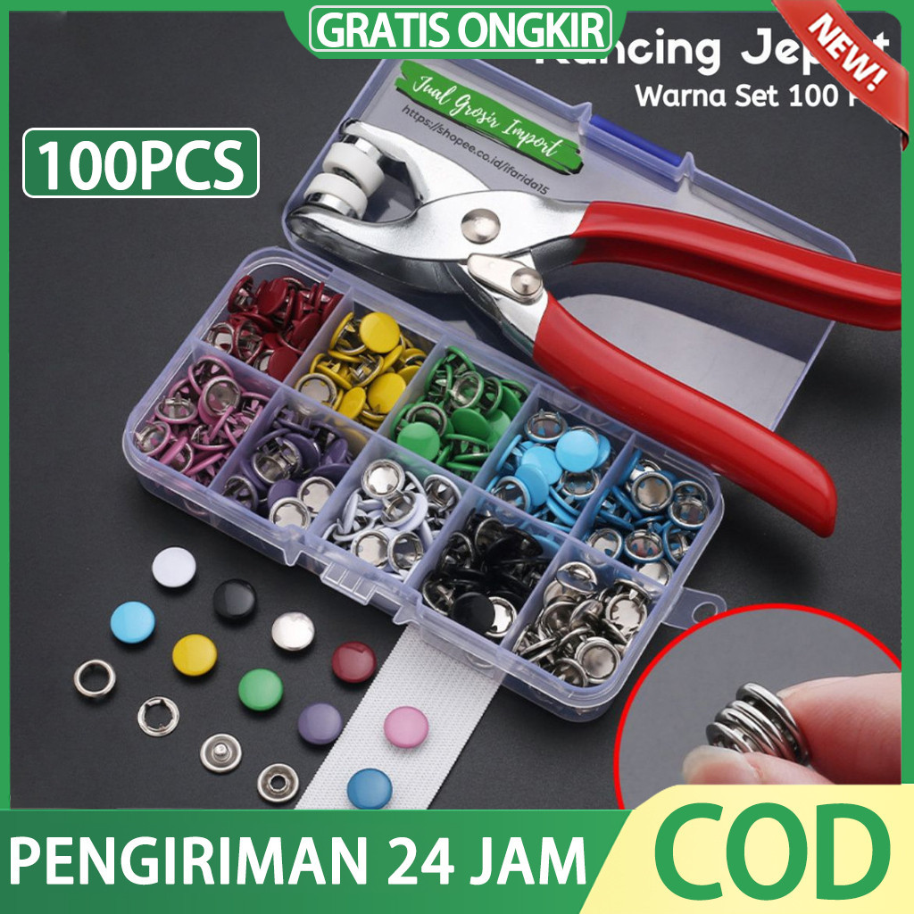 Jual 100Pcs Tang Alat Pasang Press Kancing Jepret Cetet Anti Karat Tang ...