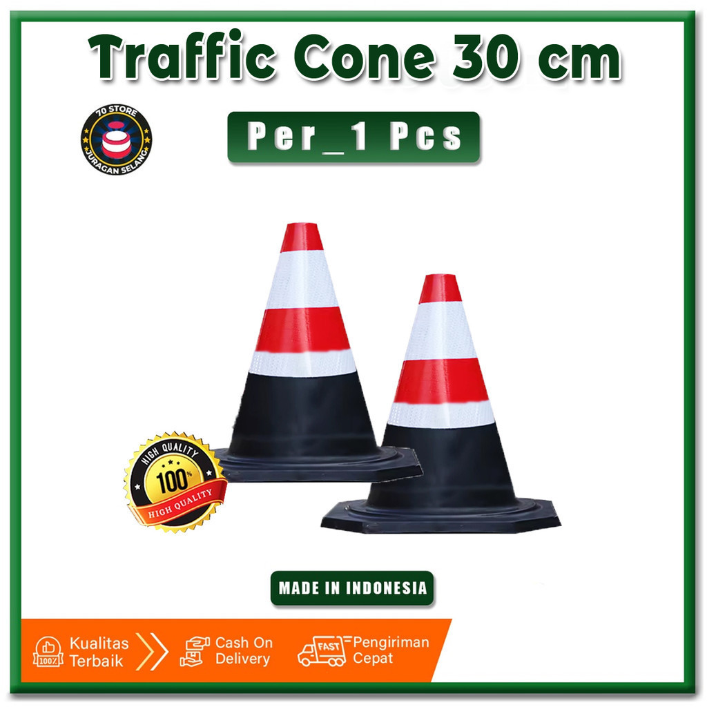 Jual TRAFFIC CONE TINGI 30 CM KERUCUT LALU LINTAS BAHAN PVC LENTUR ANTI PECAH MURAH COD | Shopee ...