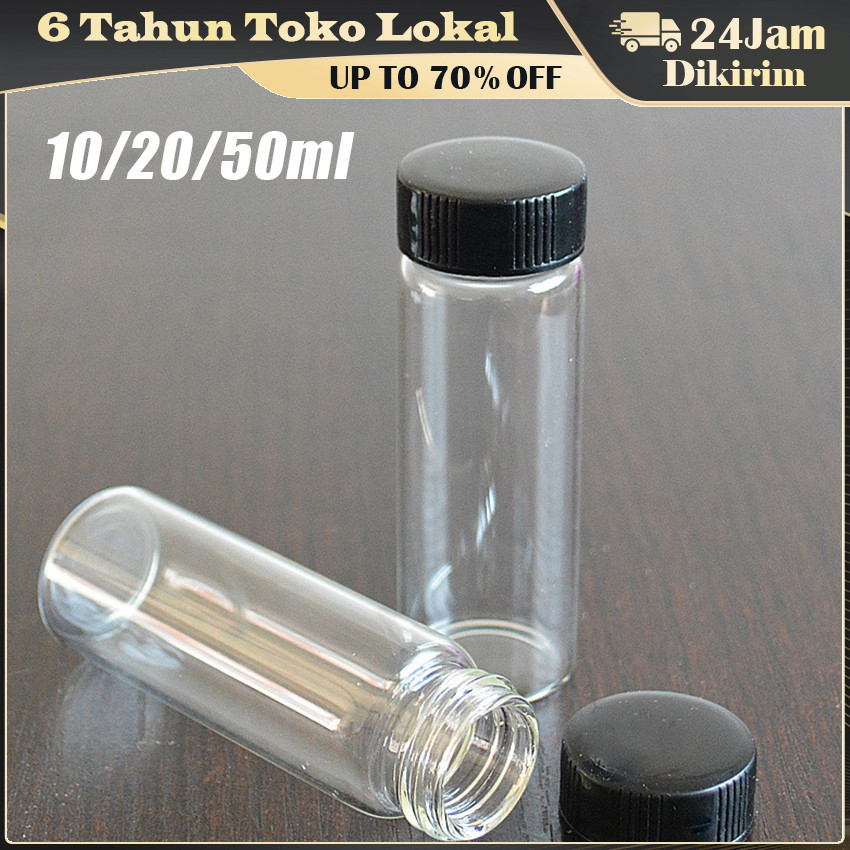 Jual Botol Plastik Kecil 10ml/20ml/50ml Tutup Drat Ulir Warna Hitam ...