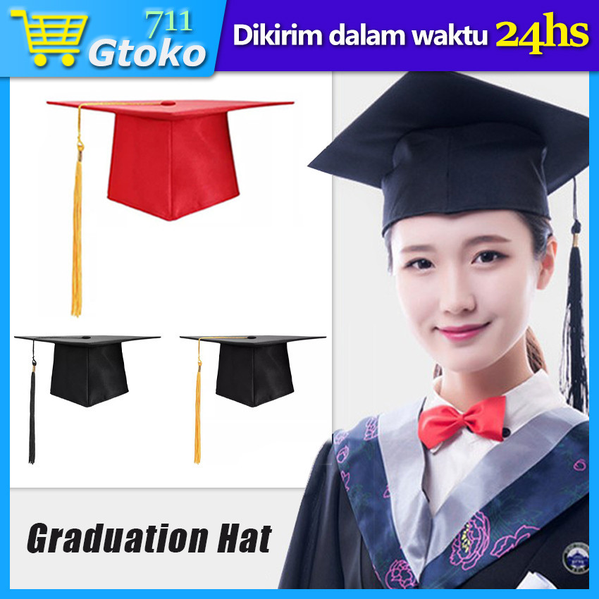 Jual Topi Toga Wisuda Sarjana Mahasiswa Dewasa Hitam Merah | Shopee ...