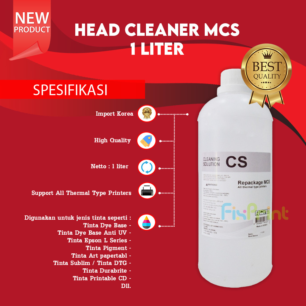 Jual Head Cleaner Printer Cleaning Printhead Premium 1 Liter MCS 01LDP ...