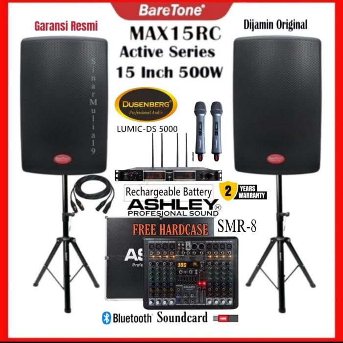 Jual Paket Sound System Karaoke Speaker Aktif BareTone MAX15RC / Mixer Ashley Original | Shopee ...