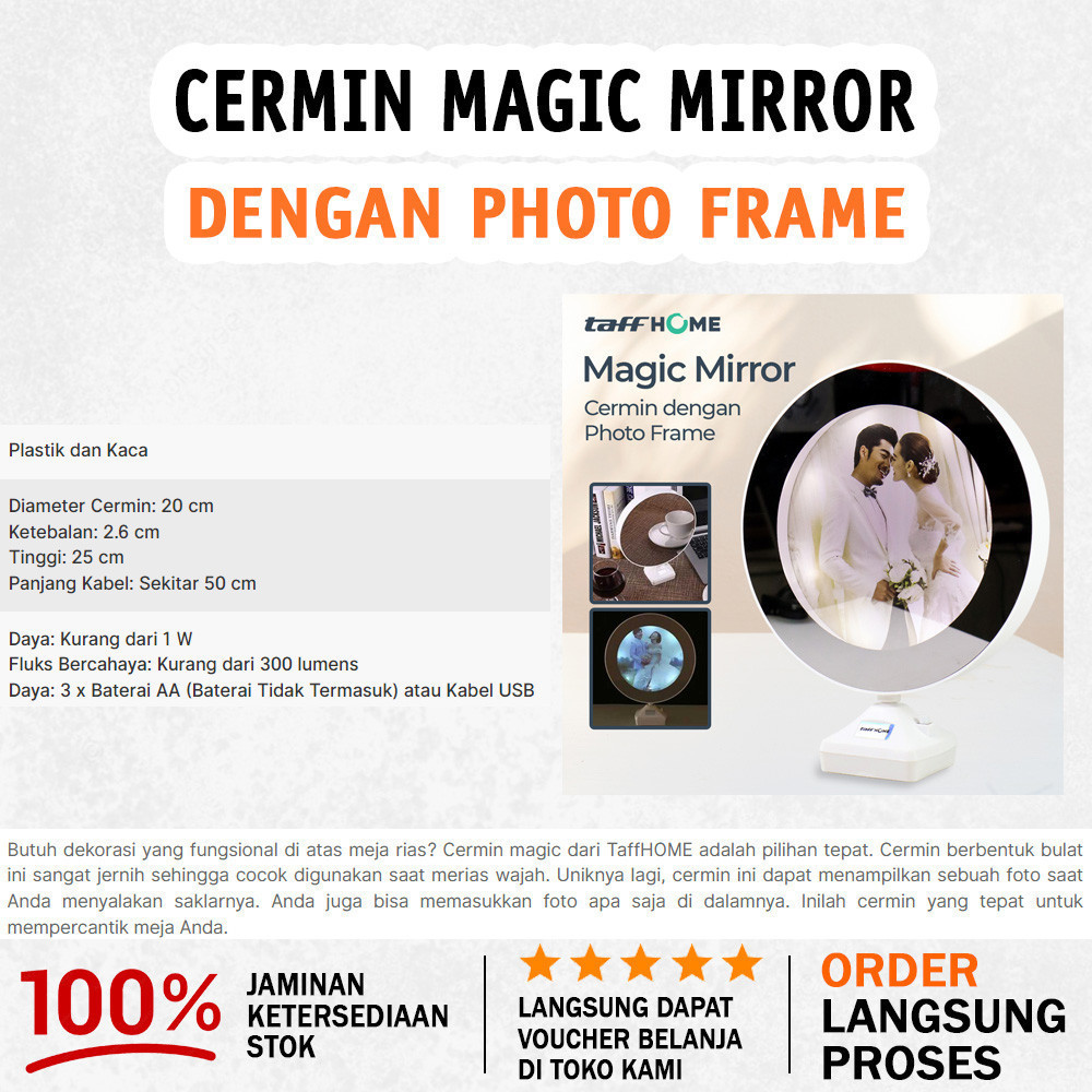 Jual Cermin Magic Mirror dengan Photo Frame | Ready Warna {White ...