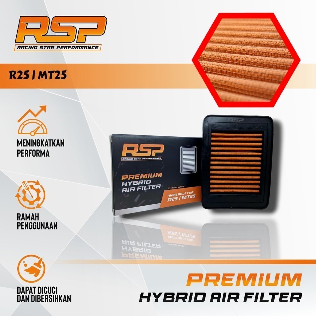 Jual AIR FILTER RSP PREMIUM HYBRID YAMAHA R25 DAN YAMAHA MT25 | Shopee ...