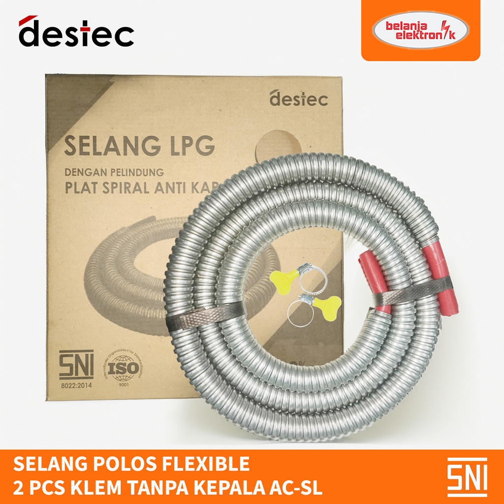 Jual DESTEC SELANG POLOS FLEXIBLE + 2 PCS KLEM TANPA KEPALA AC-SL ...