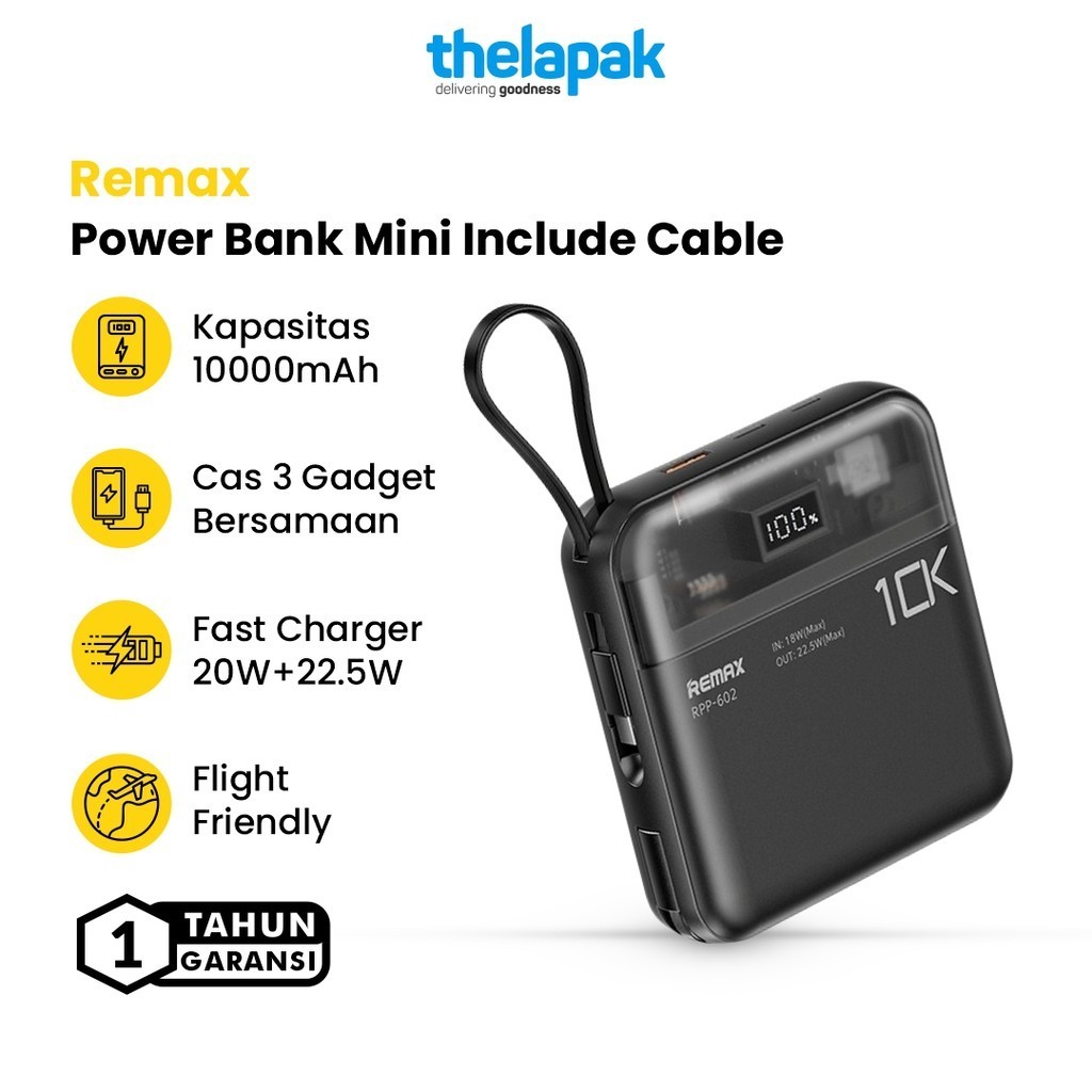 Jual Powerbank Fast Charging 10.000mAh 20W + 22.5W Remax RPP-602 Sucha Garansi | Shopee Indonesia