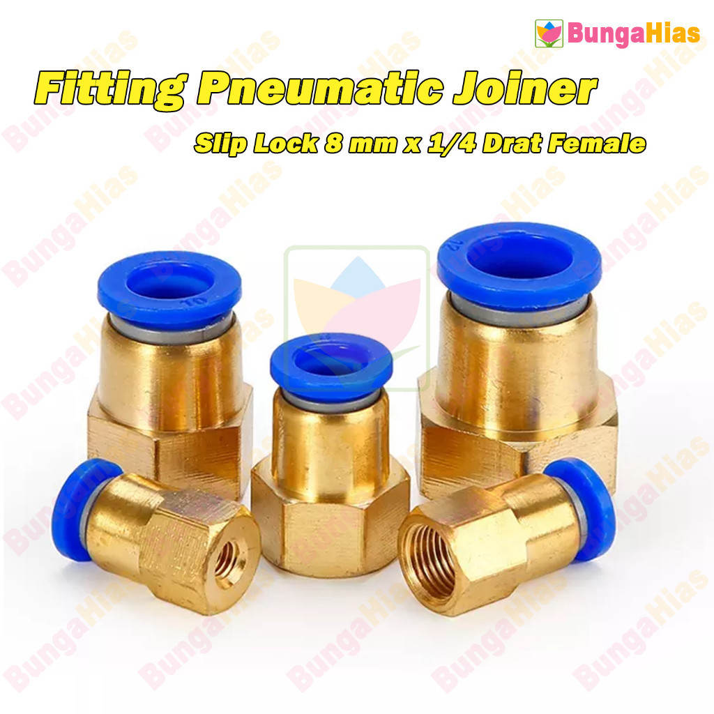 Jual Fitting Pneumatic Slip Lock 8 mm x 1/4 Drat Female Dalam Konektor Sambungan Joiner Selang ...