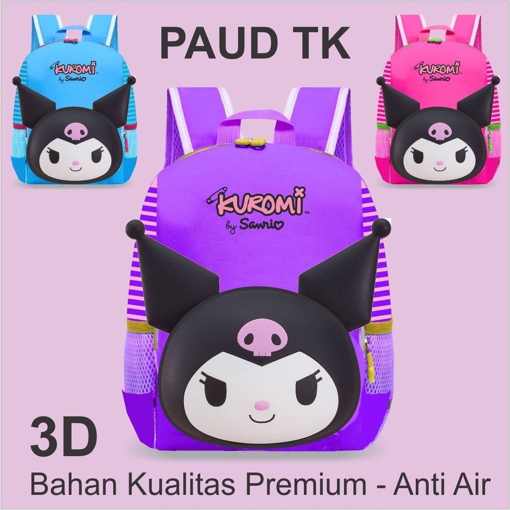 Jual TAS KUROMI FAYUS Tas Sekolah Anak Perempuan Karakter Semi 3D VIRAL Tas Sekolah PAUD TK SD ...