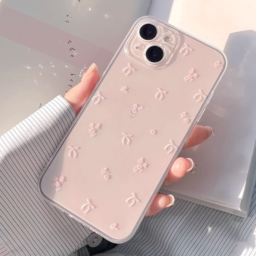 Jual Busur dan bunga yang elegan transparan soft case hp Iphone 16E 16 ...