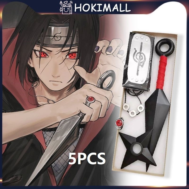 Jual 5pcs Naruto Kunai Piau Dan Ikat Kepala Set Mainan Senjata Itachi ...