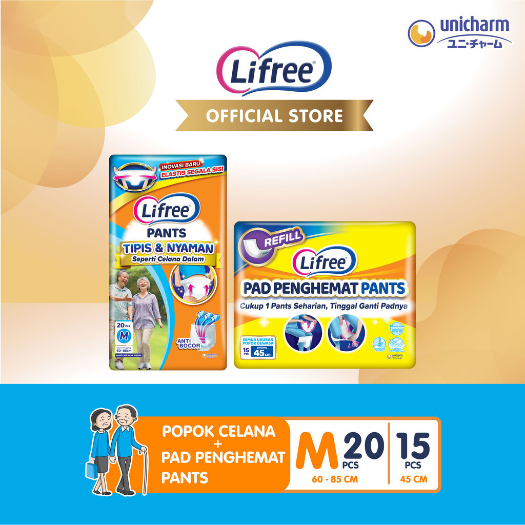 Jual Lifree Popok Dewasa Celana Tipis & Nyaman Bergerak - M 20 + Pad Penghemat Pants 15 pads ...