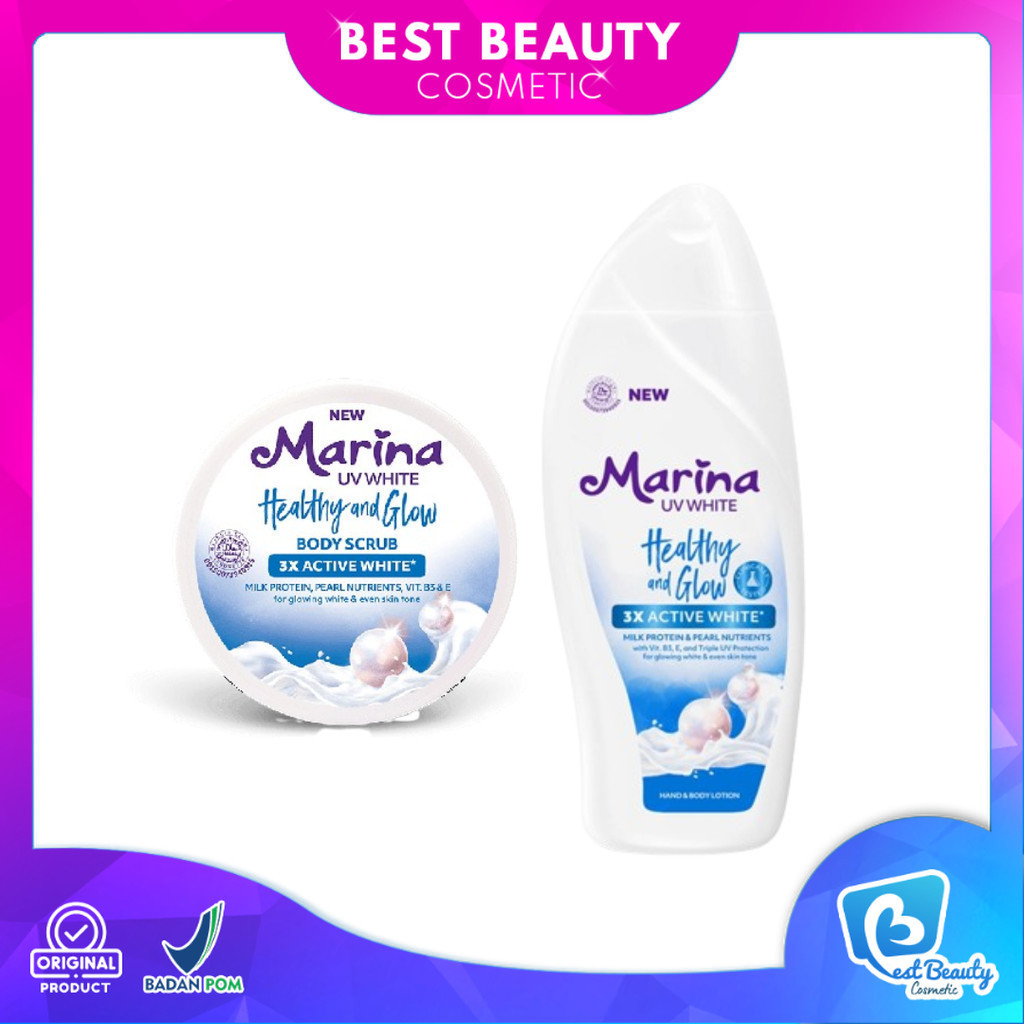 Jual [BUNDLING] Marina Hand & Body Lotion UV White Healthy & Glow 460ml | Marina UV White ...