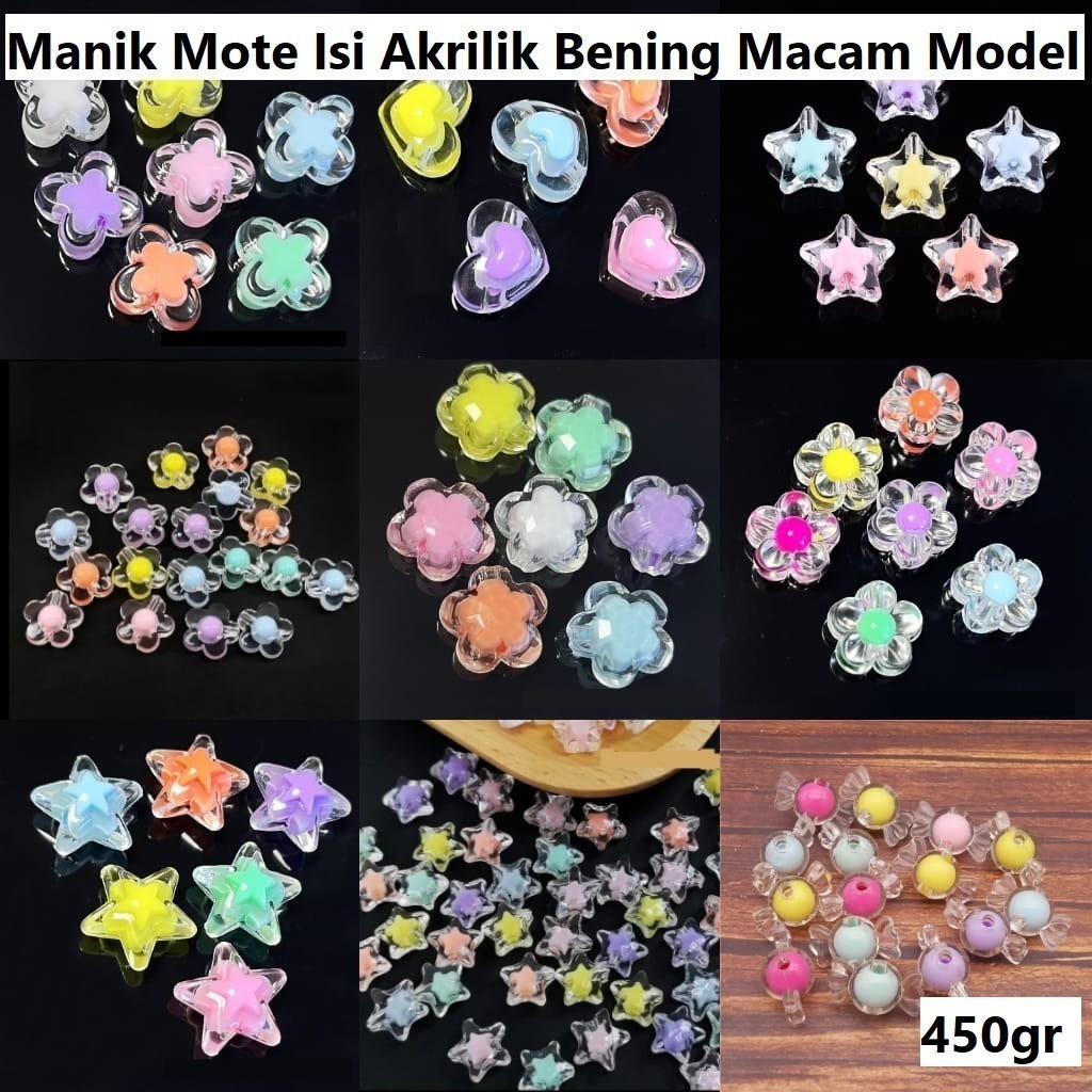 Jual HIASAN MANIK MANIK PERMATA Manik Mote Isi Akrilik Susu Bening ...