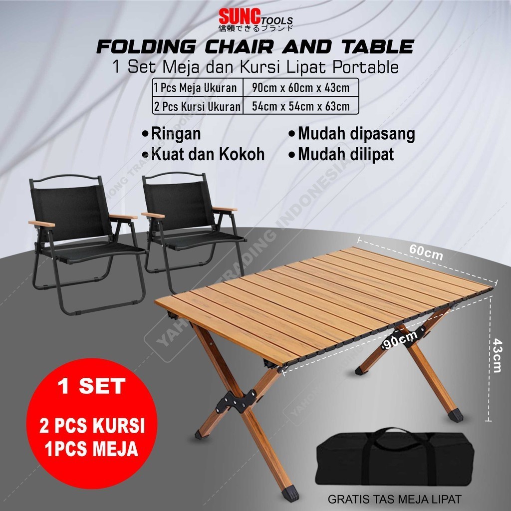 Jual Meja Kursi Camping Outdoor Portable Aluminium 90cm SET SUNC TOOLS ...