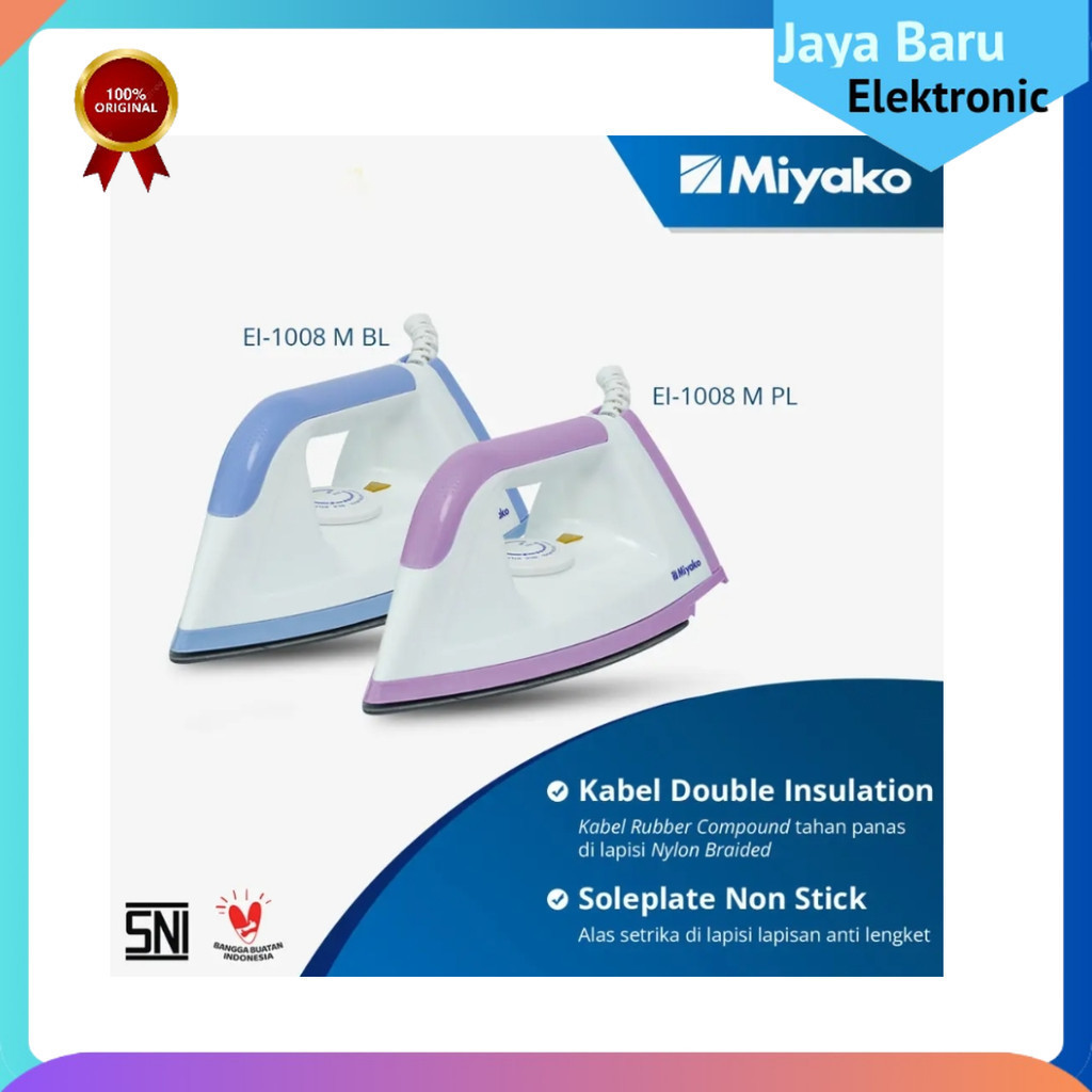 Jual MIYAKO Setrika EI-1008 M BL Setrikaan Anti Lengket 100% Original ...