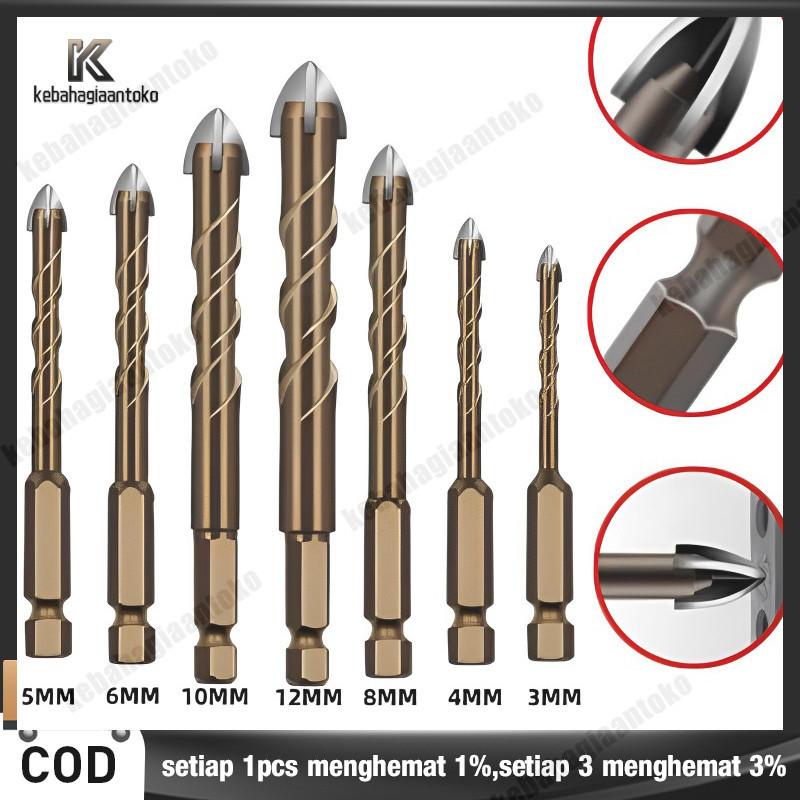 Jual 7pcs Set Mata Bor Multifungsi Profesional Logam Kaca Ubin Porselen ...