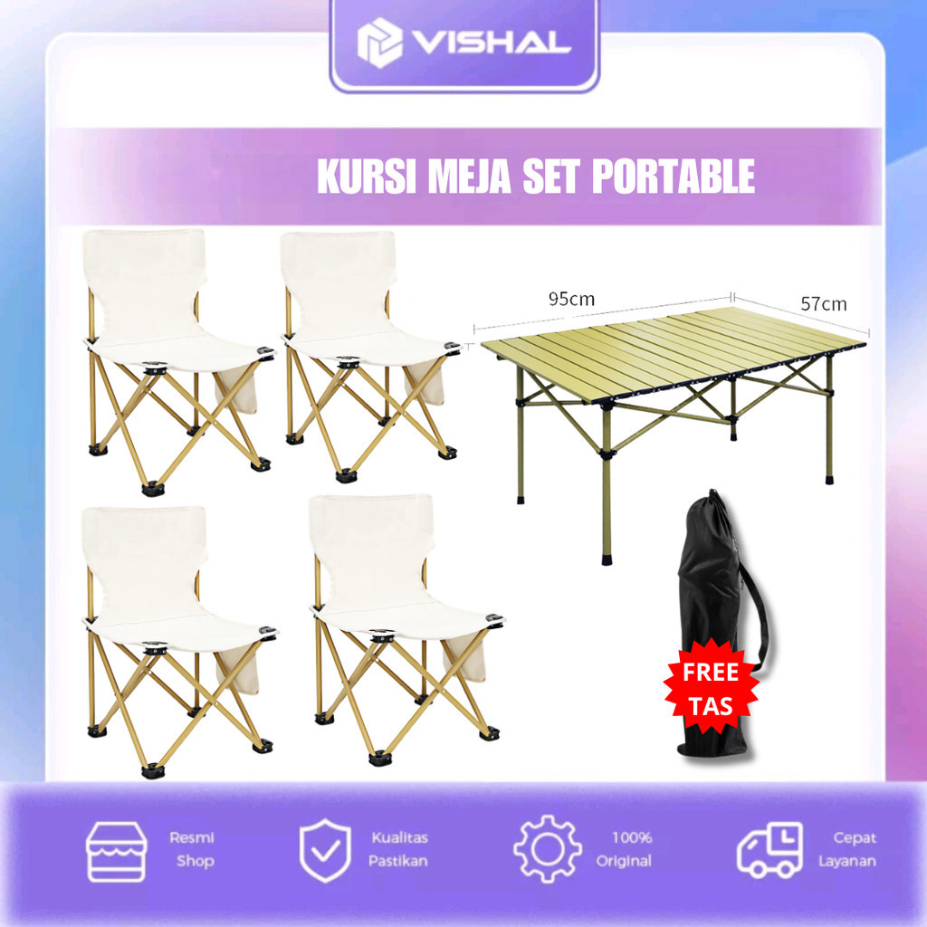 Jual VISHAL Combo 5in1 Meja Kursi Lipat Persegi Panjang Set Outdoor ...