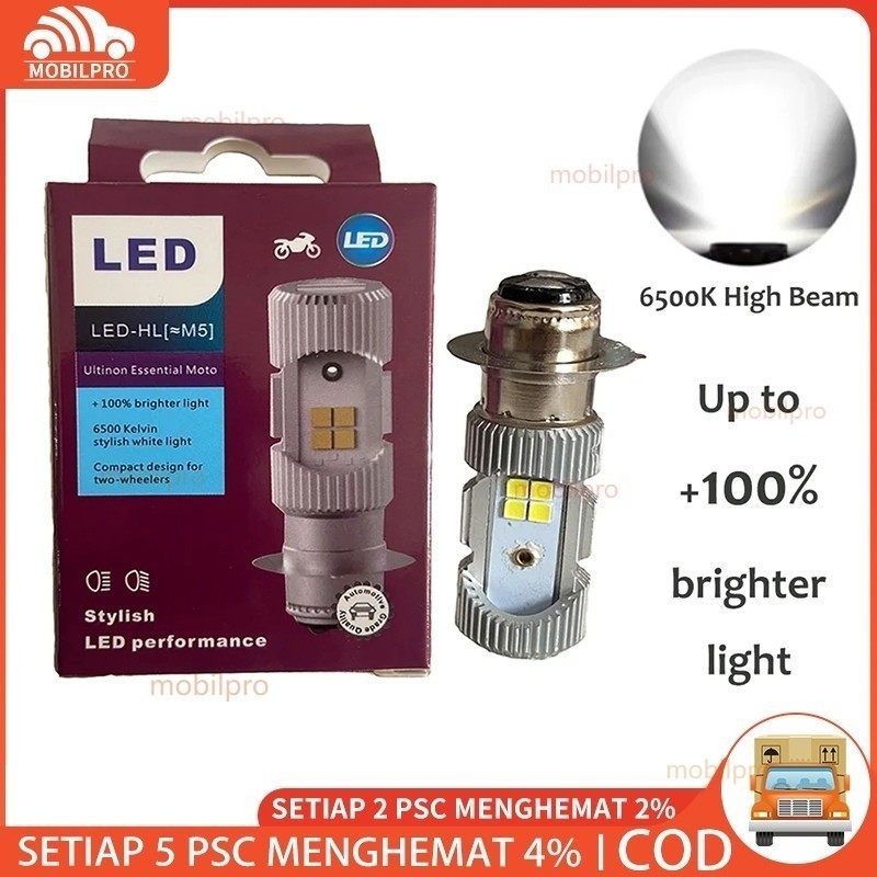 Jual Lampu Depan Motor LED 2 Sisi Arus Wajib DC 6500K Kaki 1 11163UEMXI / Bohlam Depan LED M5 ...