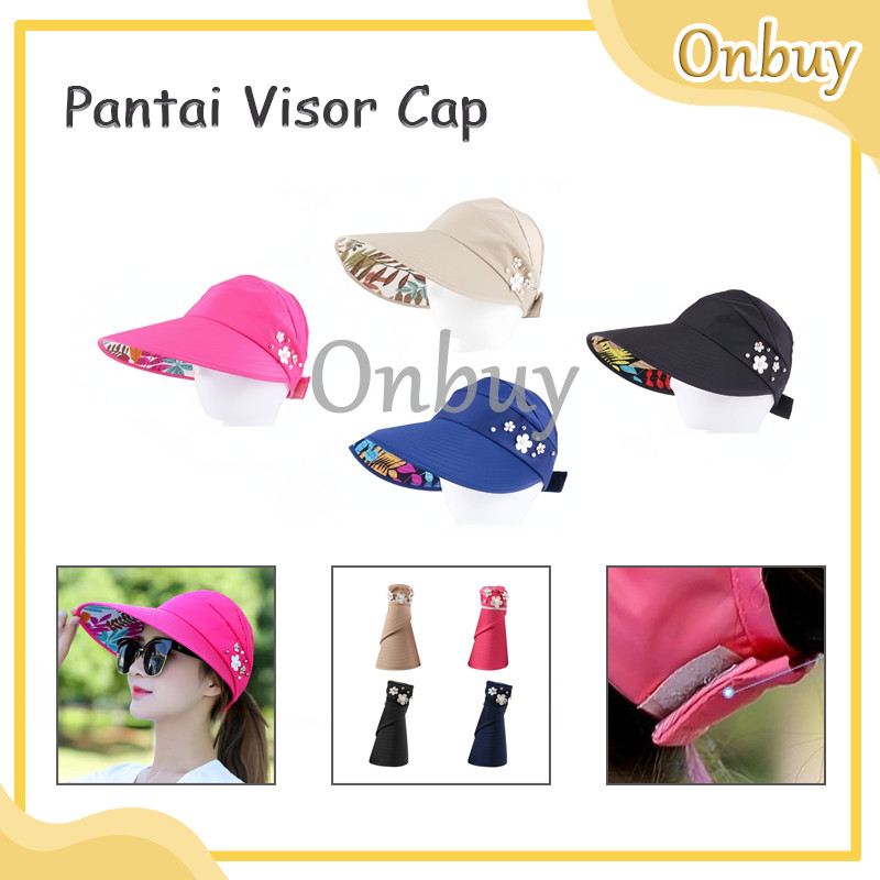 Jual Pantai Visor Cap / Topi Visor Wanita Topi Pantai / Topi Lipat Wanita Pelindung Sinar UV ...