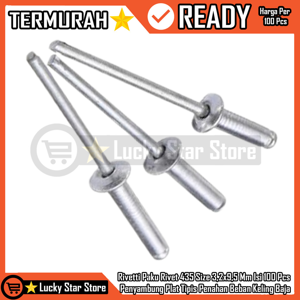 Jual Rivetti Paku Rivet 435 Size 3,2x9,5 Mm Isi 100 Pcs Penyambung Plat ...