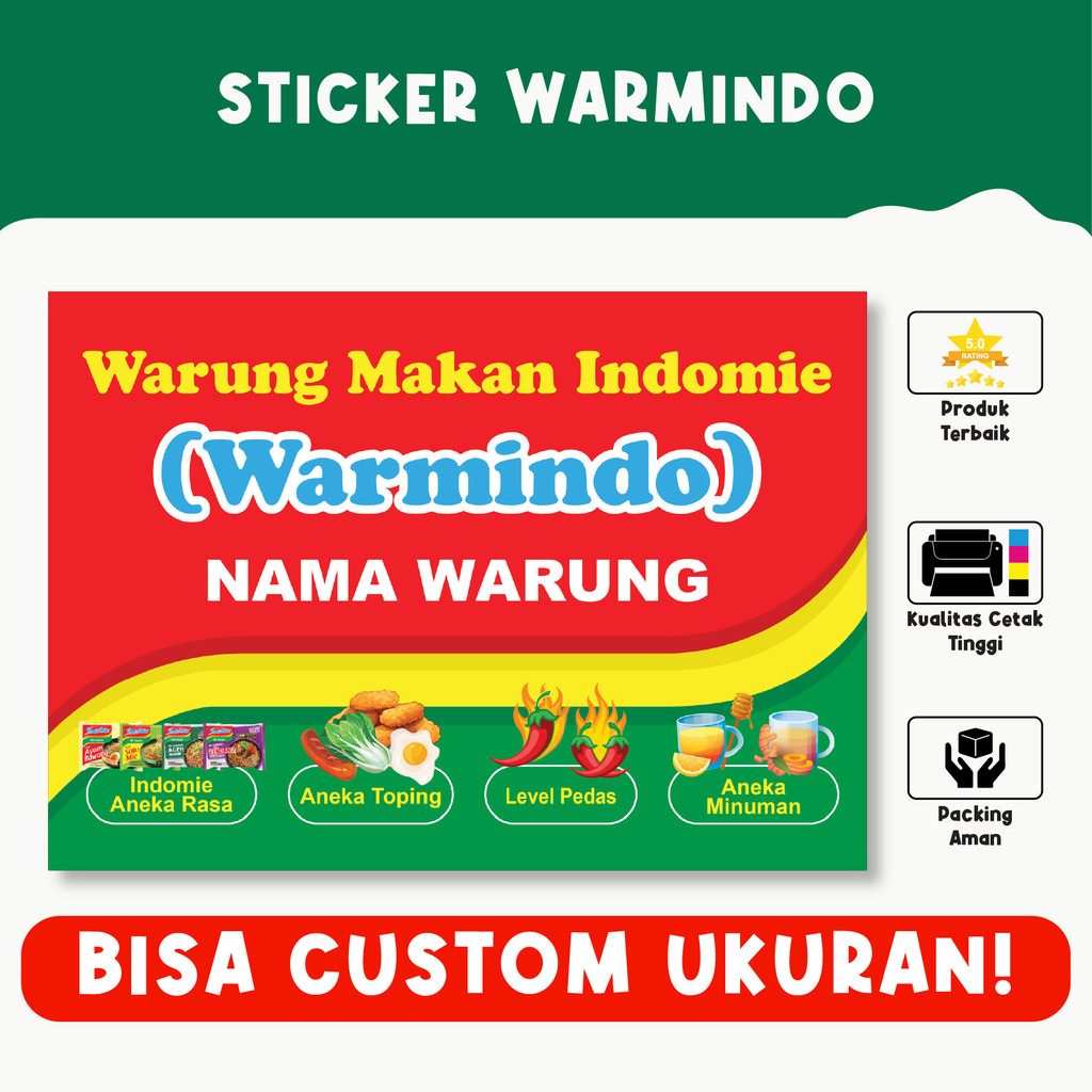 Jual Sticker Warmindo – Penanda Warung Makan Indomie, Bisa Custom Nama ...