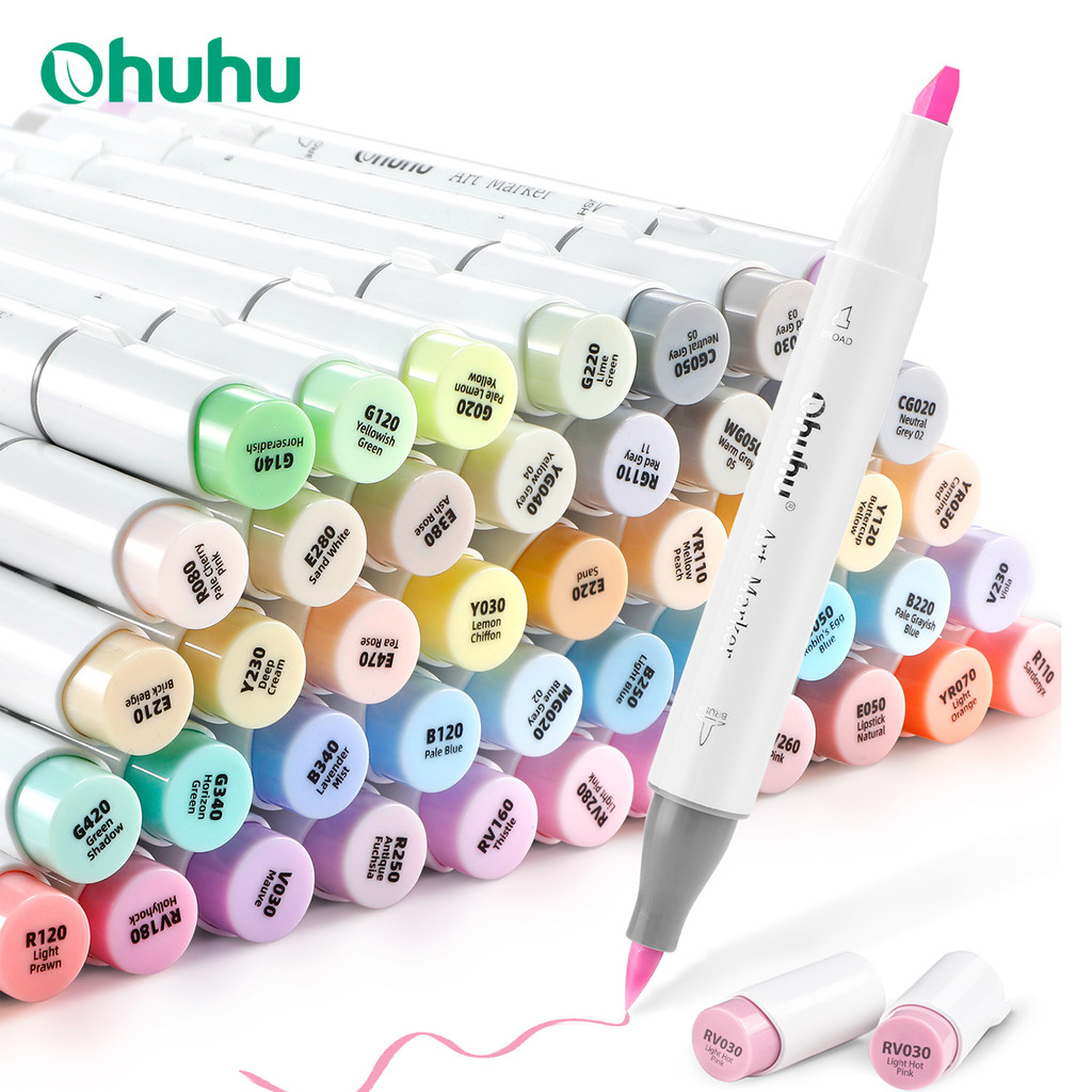 Jual Ohuhu Honolulu 48 Pastel Colors Marker Pen Set Alcohol Art Markers ...