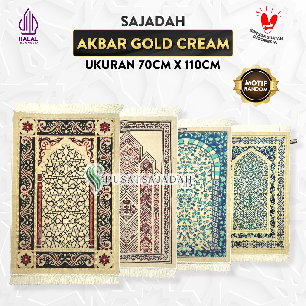 Jual Sajadah Tebal & Terlaris | Akbar Gold Cream | Uk. 70x110 ...