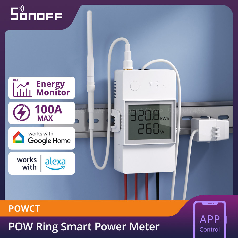 Jual SONOFF POWCT WiFi POW Ring Smart Power Meter Switch 100A Energy ...