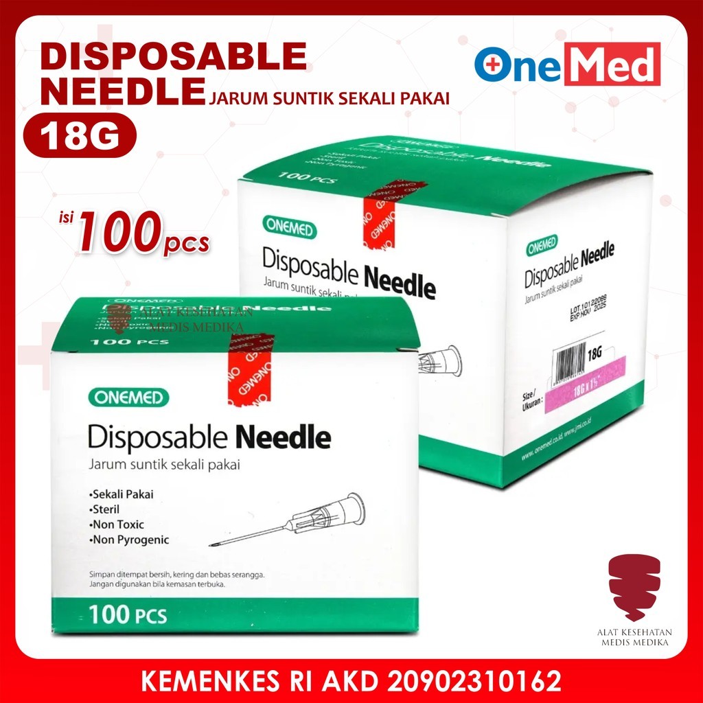 Jual Disposable Needle 18G 21G 23G 24G 25G 26G 27G 30G Onemed Jarum Suntik Kesehatan Medis ...