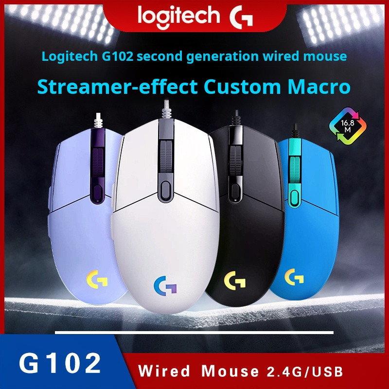 Jual Logitech G102 Wired Gaming Mouse 8000 DPI Rainbow Optical Effect Screen For PC/Mac Computer ...