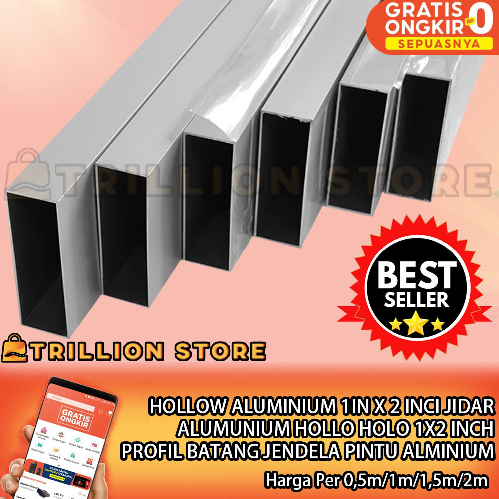 Jual Hollo Holo Alumunium 1” In X 2” Inci Jidar Hollow Aluminium 1x2 ...