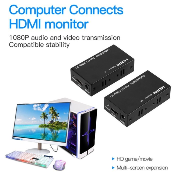 Jual HDMI Over Ethernet Extender RJ45 UTP STP Cat5/6 1080P 60M Monitor ...