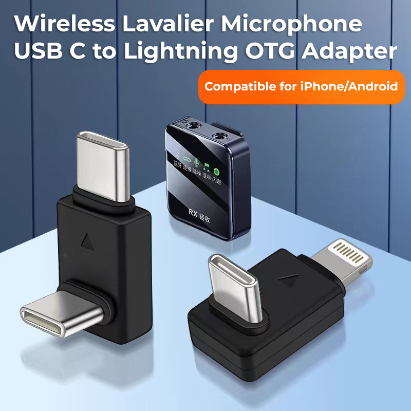 Jual Wireless Lavalier Microphone USB C to Lightning L-Shaped Adapter ...