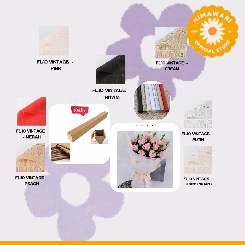 Jual HIMA - (5 LEMBAR) - FL10 VINTAGE Craft Paper Kertas Bunga Buket ...