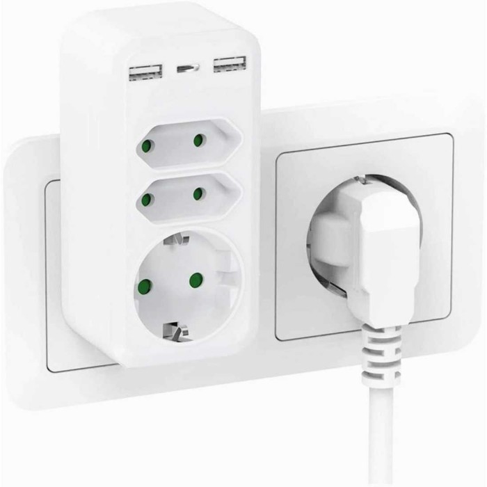 Jual Stop Kontak Colokan Listrik USB Type C 3 Port 16A 250V | Shopee ...