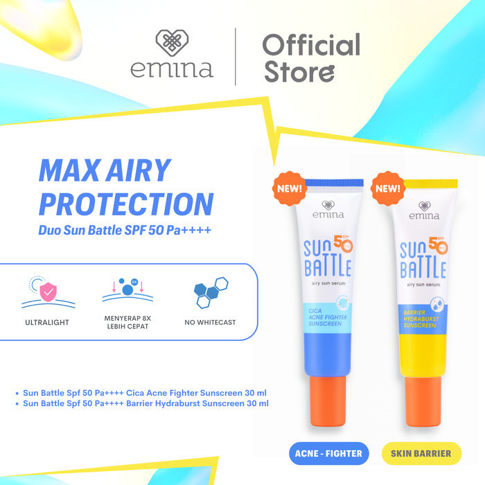 Jual Emina Max Airy Protection Sun Battle - PAKET ISI 2 SUNSCREEN ...