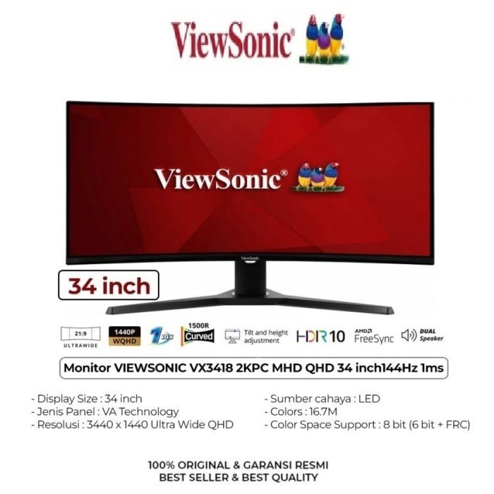 Jual Monitor VIEWSONIC VX3418 2KPC MHD QHD 34inch 144Hz 1ms | Shopee ...