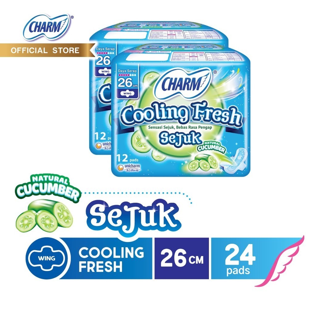 Jual Charm Cooling Fresh Sejuk 26cm Wing 12 Pads - 2 Packs | Shopee ...