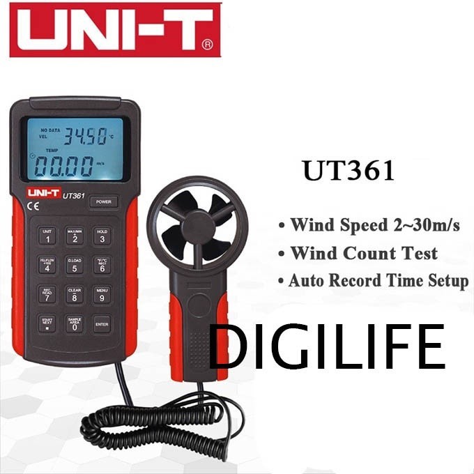 Jual Anemometer Data Logger UNI-T UT361 Wind Speed Flow Meter UT 361 ...