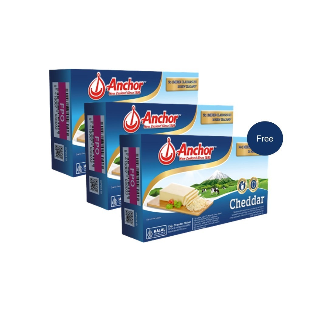 Jual Buy 2 Get 1 Anchor Cheddar Block Cheese 150 gram | Shopee Indonesia