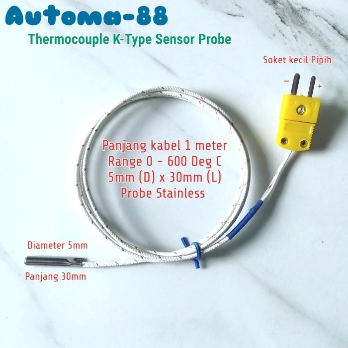 Jual MN08 Thermocouple Type K Probe Sensor Temperature 0-400 Derajat C ...
