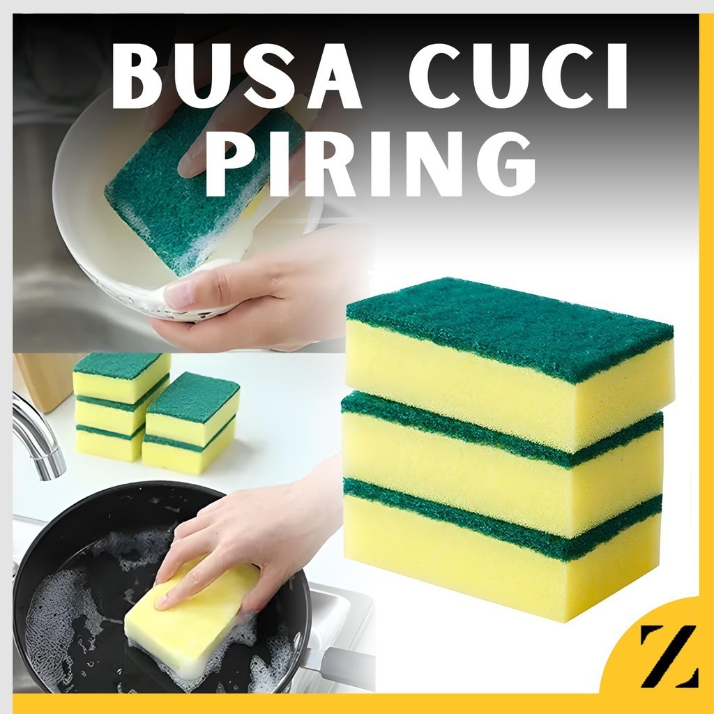 Jual Busa Cuci Piring Sponge Kuning Sabut Hijau Spons Penghilang Noda ...