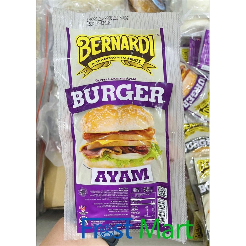 Jual Bernardi Daging Burger Ayam isi 6Pcs 250Gr | Shopee Indonesia