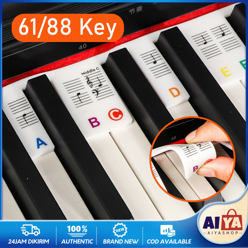 Jual 61/88 Key Stiker Sticker Label Tuts Nada Keyboard Piano Non Tempel ...