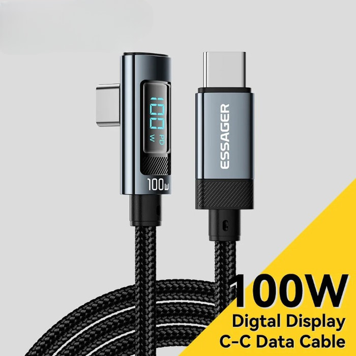 Jual Kabel Data Charger 100 W USB Type C To Type C L Shape Siku Elbow ...