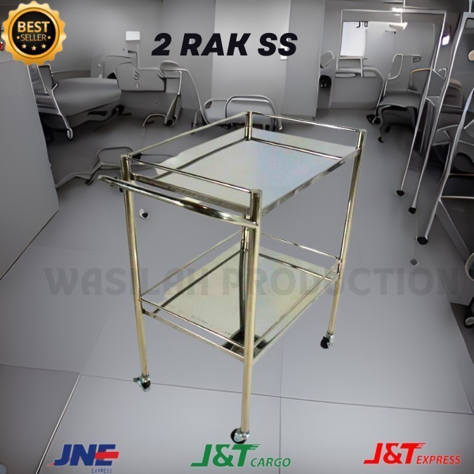 Jual TROLLEY INSTRUMEN 2 RAK || MEJA INSTRUMEN || TROLI SUSUN 2 RAK ...