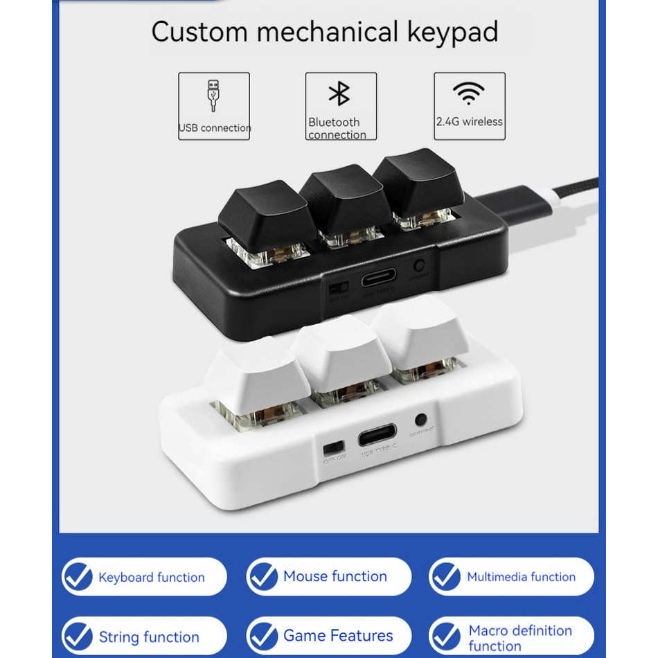 Jual Mk321bt 3key Custom Mini Keyboard Bluetooth Wireless Office Game ...
