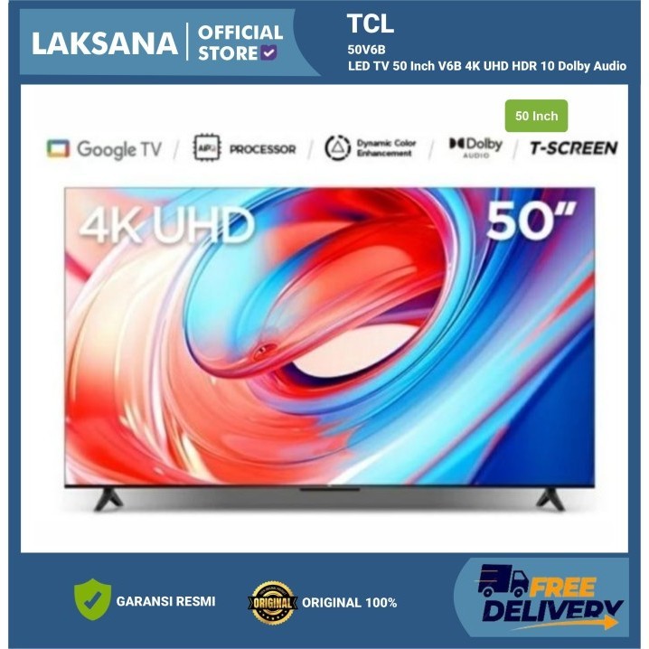 Jual TCL 50V6B LED TV 50 Inch V6B 4K UHD HDR 10 Dolby Audio Google TV ...